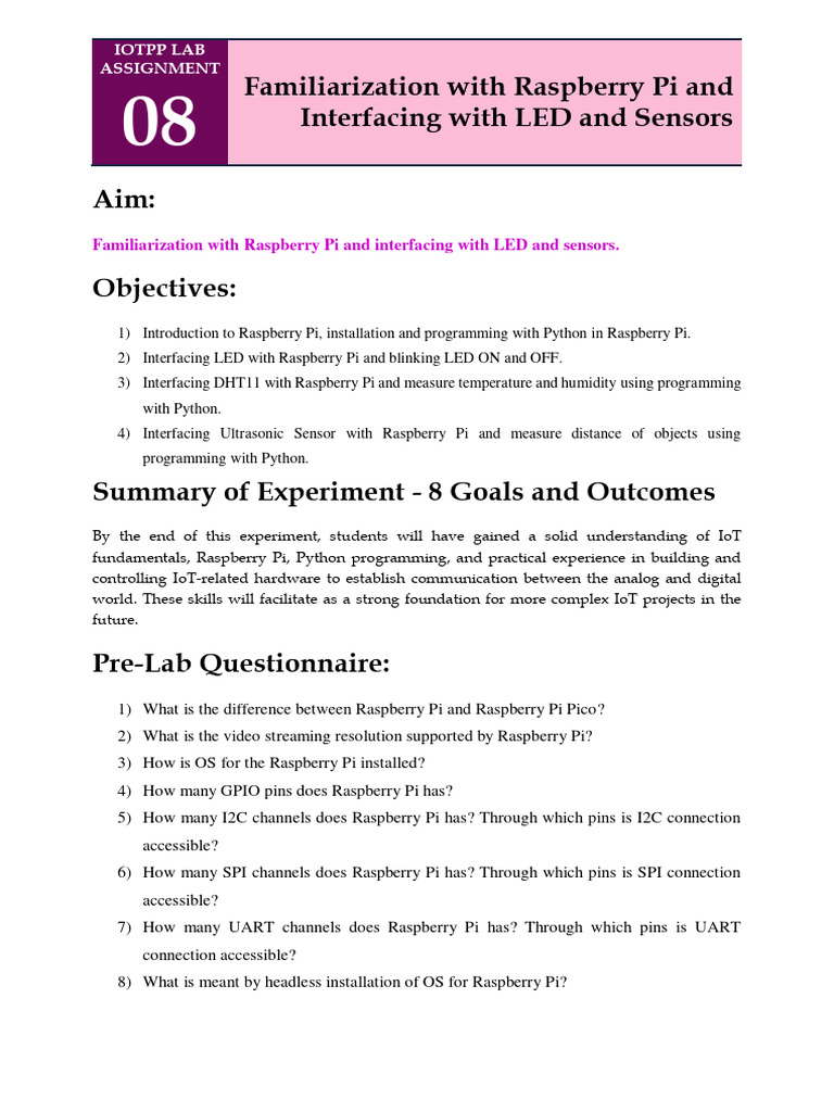 Lab Assignment 8 (IOTPP CSE4110) 1 | PDF | Raspberry Pi | Office Equipment