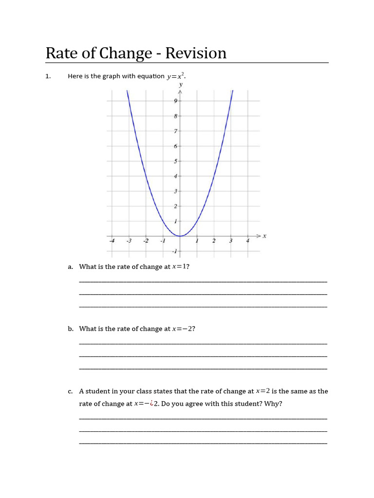 Rate of Change Calculations and Graphs | PDF | Derivative | Tangent