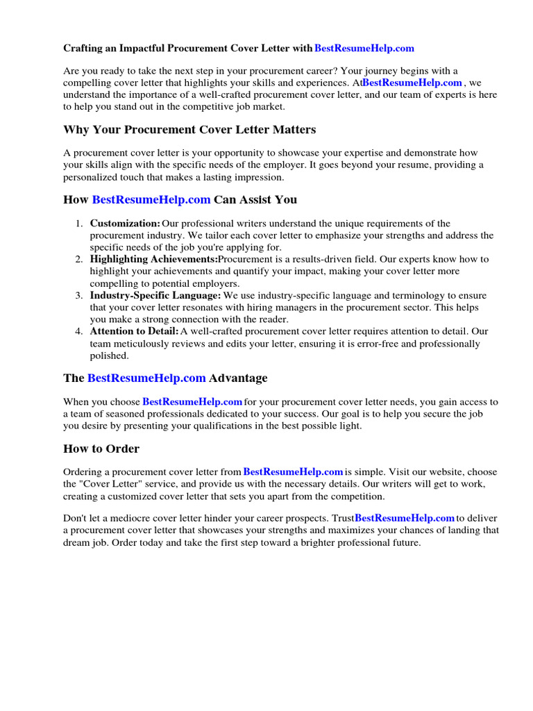 Procurement Cover Letter Template | PDF | Procurement | Résumé
