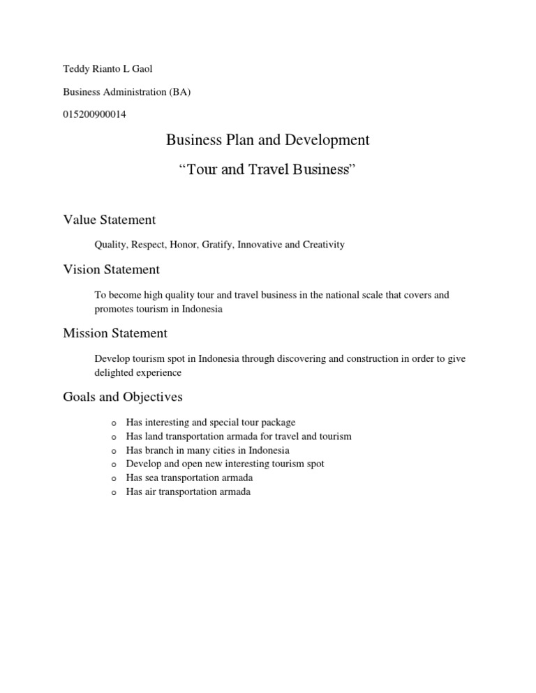 Indonesia Tour and Travel Business Plan | PDF | Travel