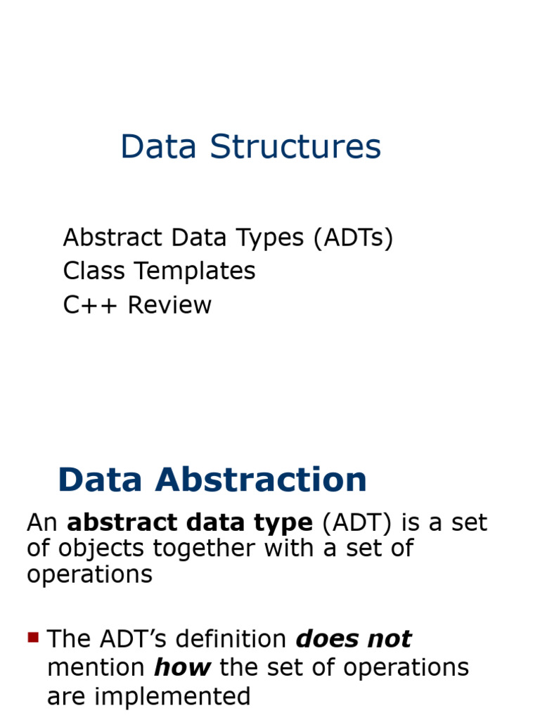 Abstract Data Types Adts Class Templates Pdf C Parameter Computer Programming