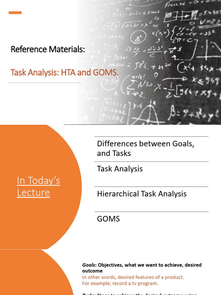 Task Analysis and HTA, GOMS | PDF | Goal | Neuroscience