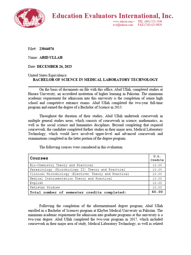 Abid Ullah ACA | PDF | Academic Degree | Bachelor's Degree