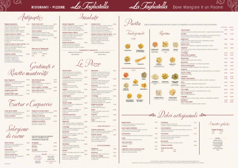 Carta de La Tagliatella 2024 PDF | PDF | pesto | Alimentos