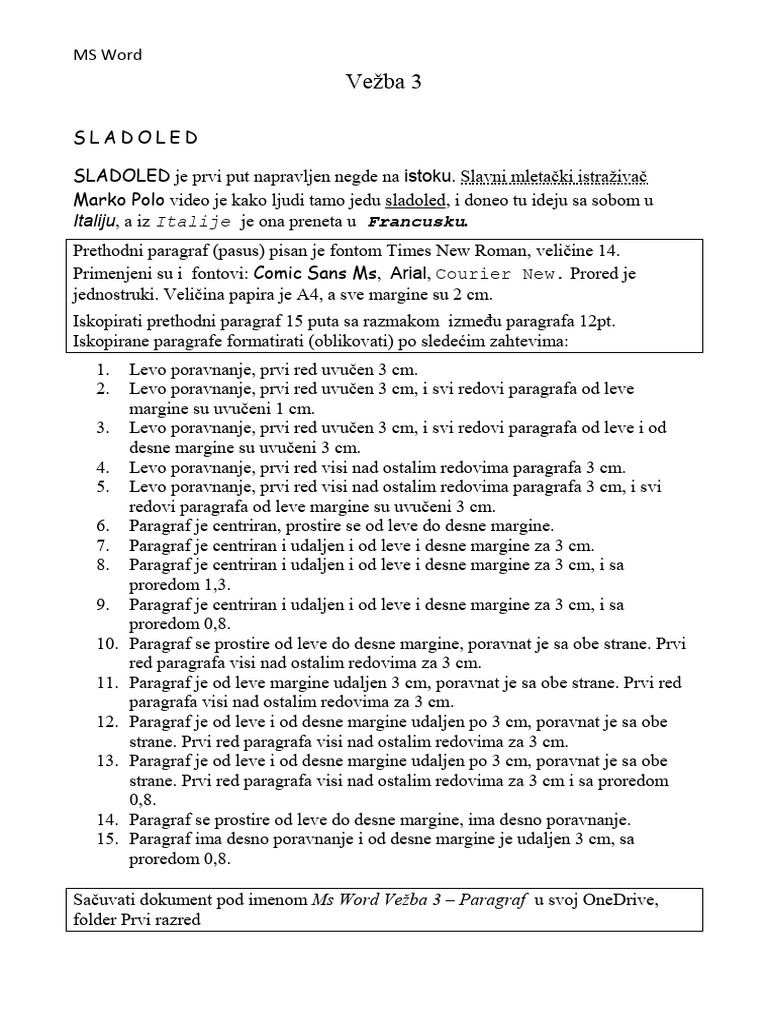 Ms Word Vezba3a Paragraf | PDF