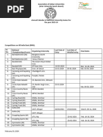 AIU Calendar, 2025-26 (Rev) | PDF | Sports | Athletic Sports