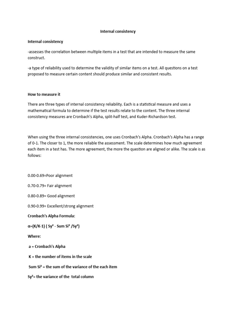 Internal Consistency | PDF | Cronbach's Alpha | Internal Consistency