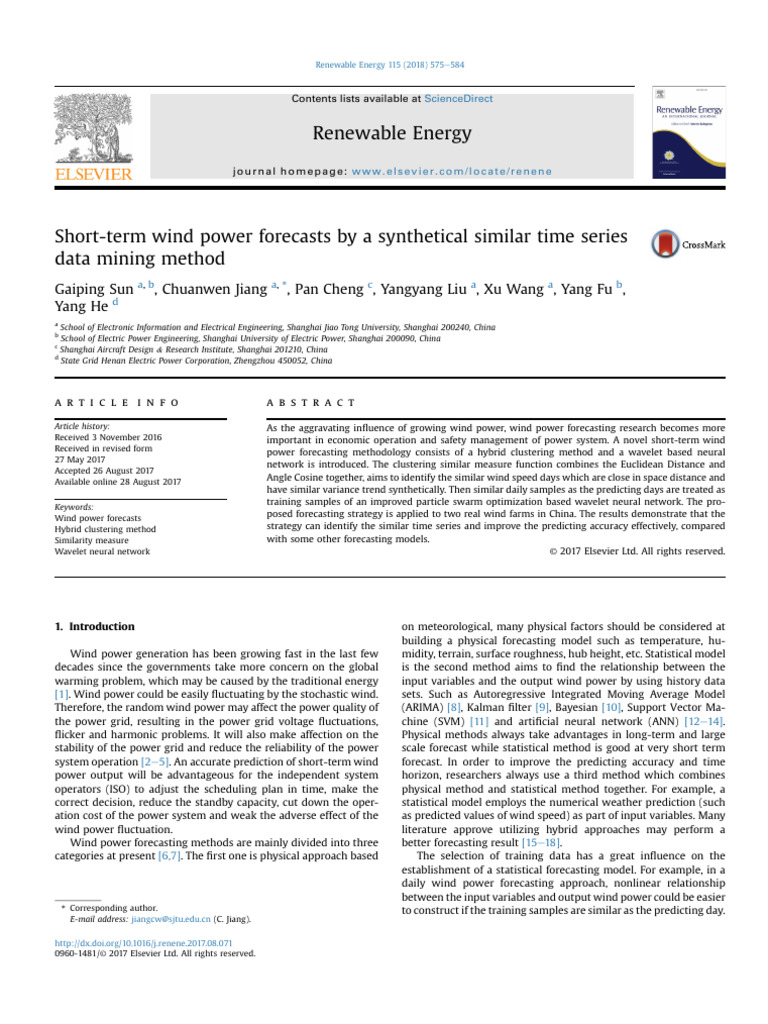 Short Term Wind Power Forecasts By A Synthetical Similar Time Series