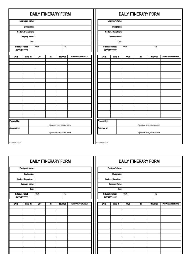 Daily-Itinerary-Form-DIF-Revised | PDF