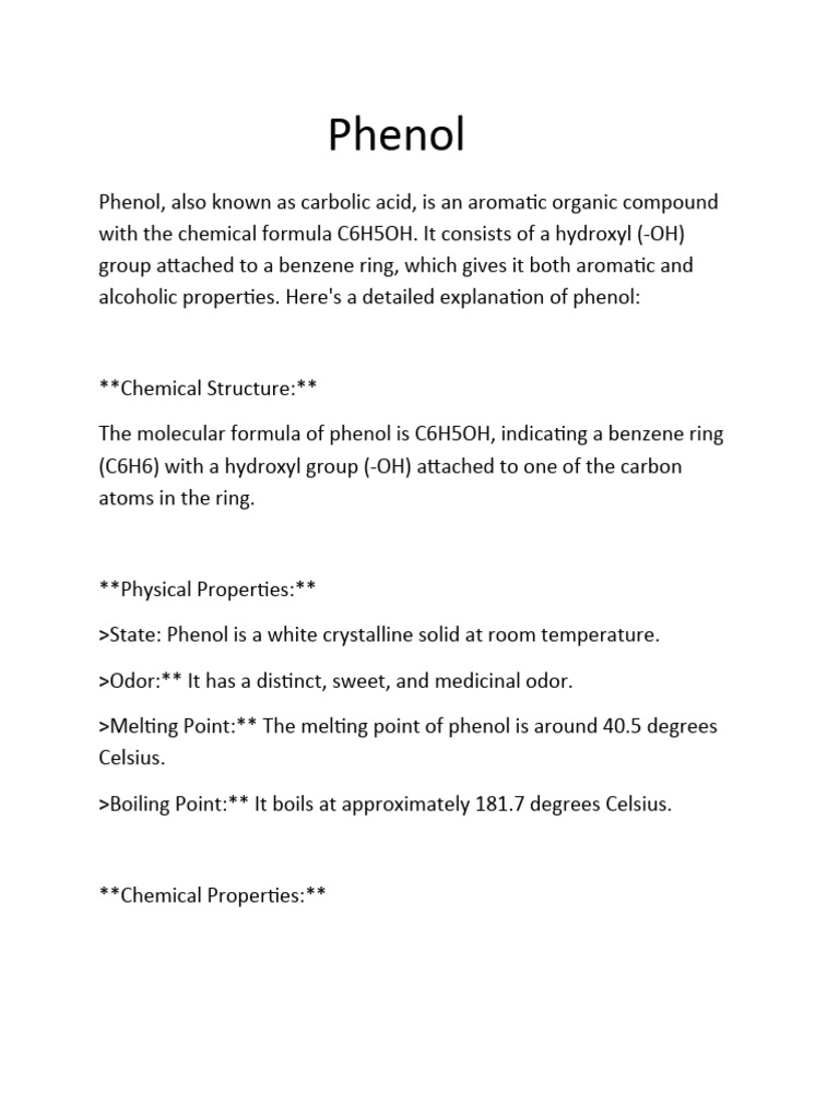 Phenol | PDF | Ester | Aromaticity
