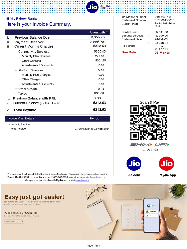 My - Bill - 23 Jan, 2024 - 22 Feb, 2024 - 7499262788 | PDF | Service ...