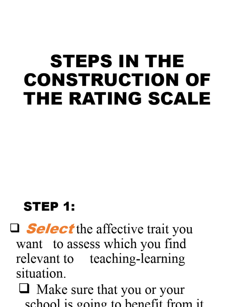 Steps in The Construction of The Rating Scale | Download Free PDF ...