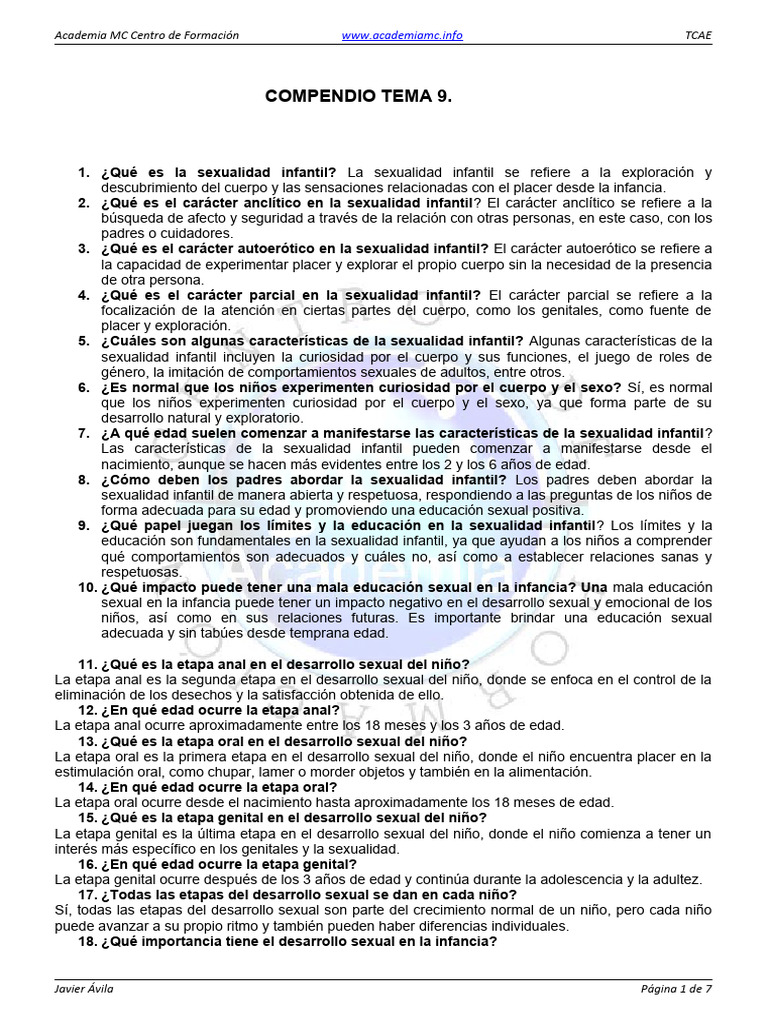 Comp Tema 9 Tei | PDF | Educación sexual | La sexualidad humana