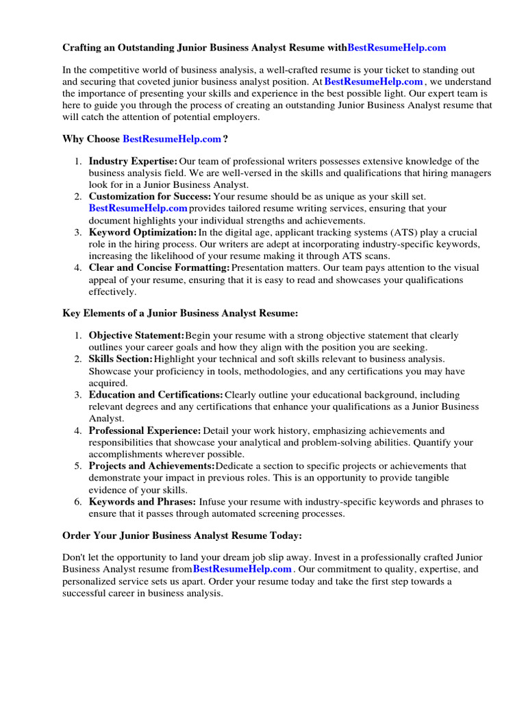 Junior Business Analyst Resume Tips | PDF | Résumé | Intelligence Analysis