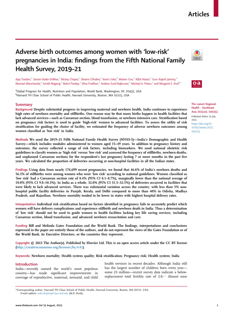 Adverse Birth Outcomes Women With ‘ - Lo | PDF | Childbirth | Pregnancy