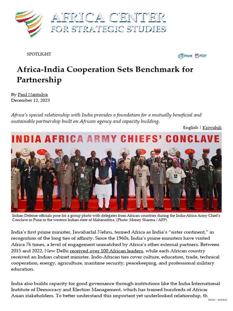 12.12 Africa-India Cooperation Sets Benchmark For Partnership - Africa ... 12.12 Africa-India Cooperation Sets Benchmark For Partnership - Africa ...