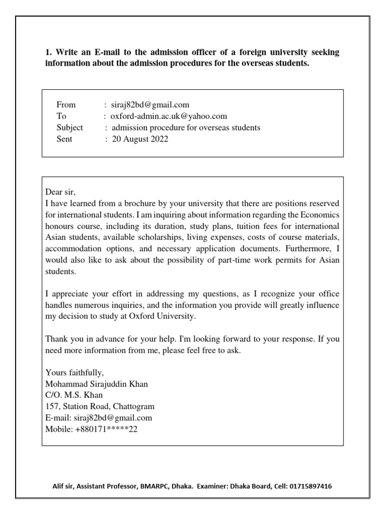 Formal E Mail Sample Answers by MAK Sir | PDF