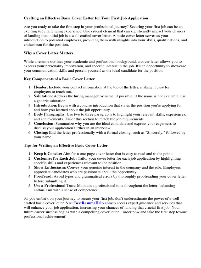 Basic Cover Letter Tips for First Job | PDF | Résumé | Experience