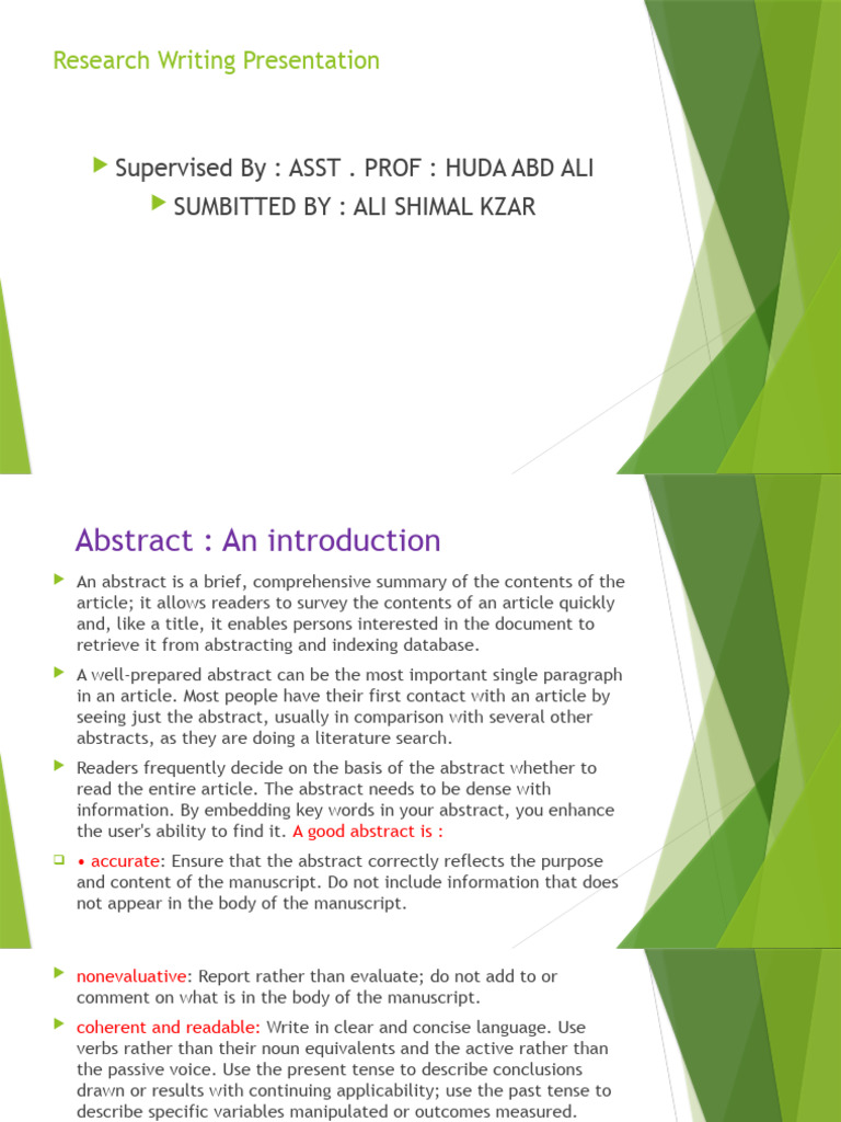 Research Writing Presentation | PDF | Abstract (Summary) | Paragraph