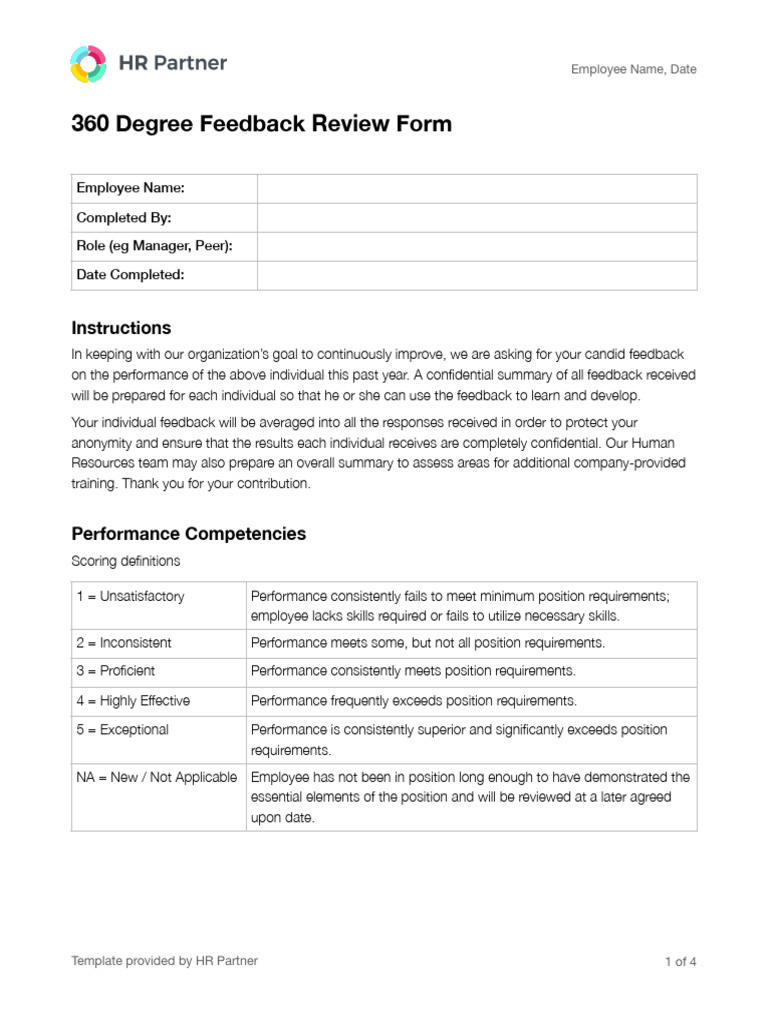 360 Degree Feedback Review Form | PDF | Decision Making | Psychology