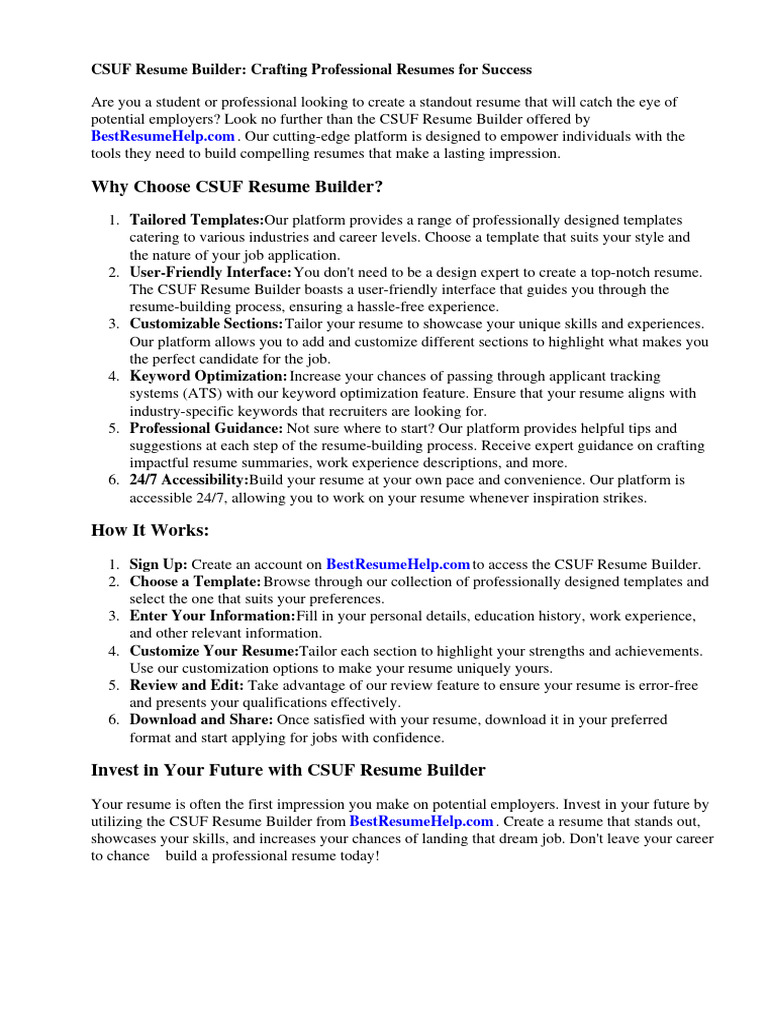 Csuf Resume Builder | PDF | Résumé