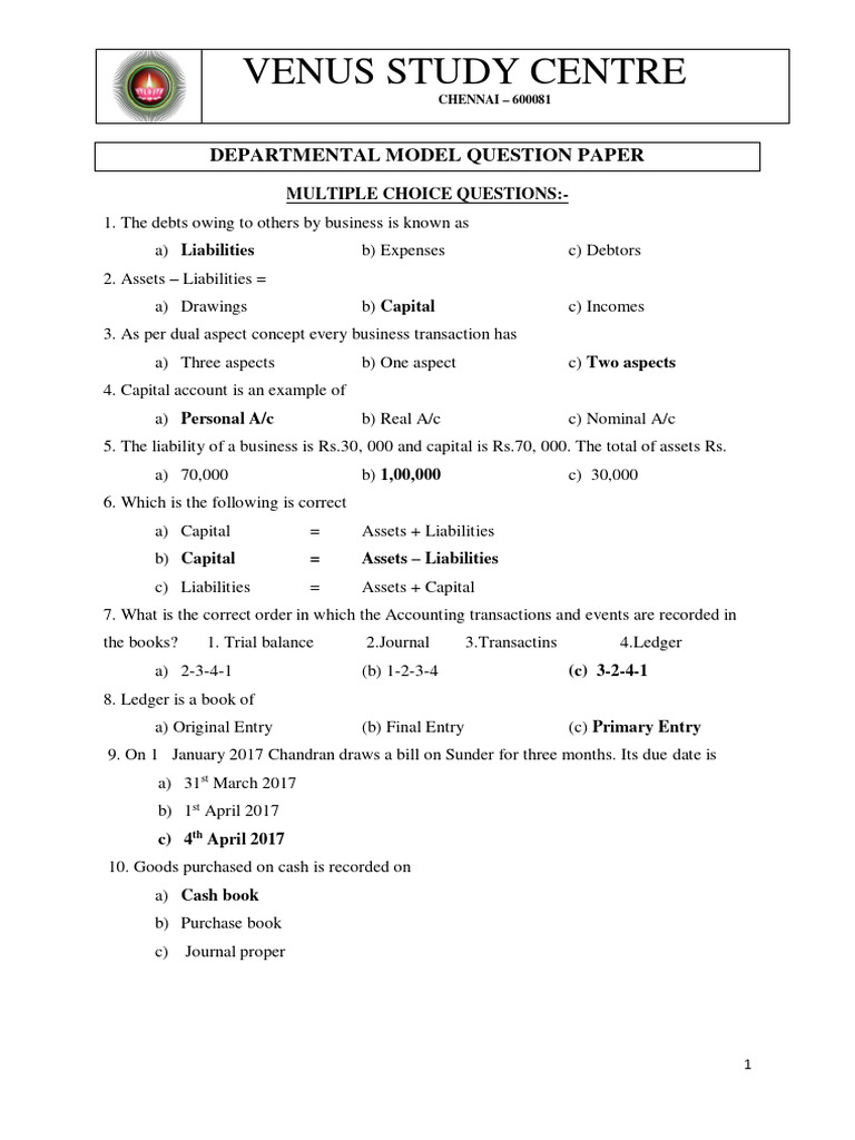 Plus One Question Bank | PDF | Debits And Credits | Expense