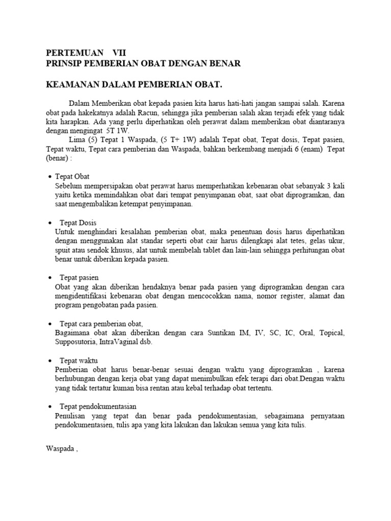 Prinsip Pemberian Obat yang Benar | PDF