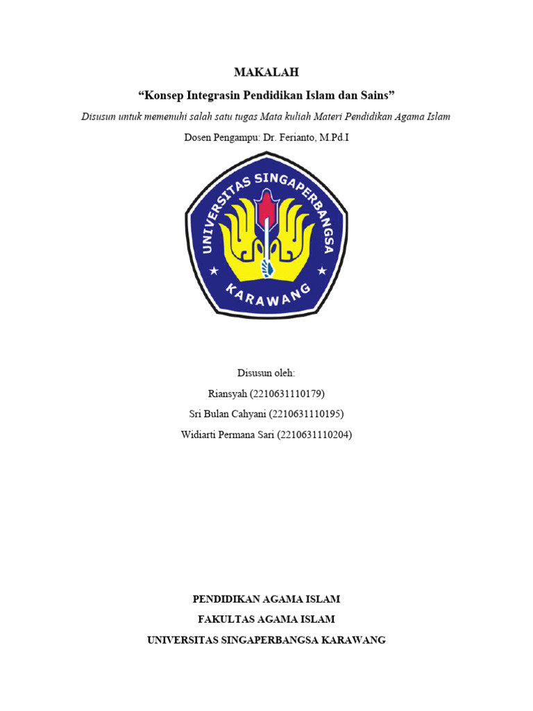 Kel 5 Materi PAI (Konsep Integrasi Pendidikan Agama Islam Dan Sains) | PDF