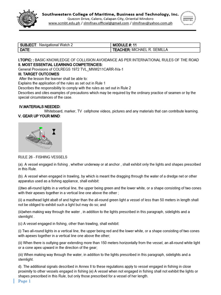 Module 11 Nav Watch 2 Pdf Shipping Water Transport