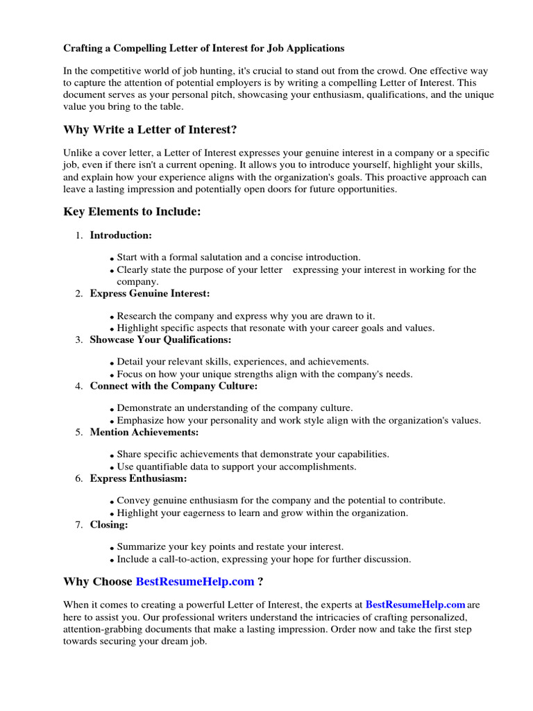 Letter of Interest With Job Application | PDF | Résumé | Employment