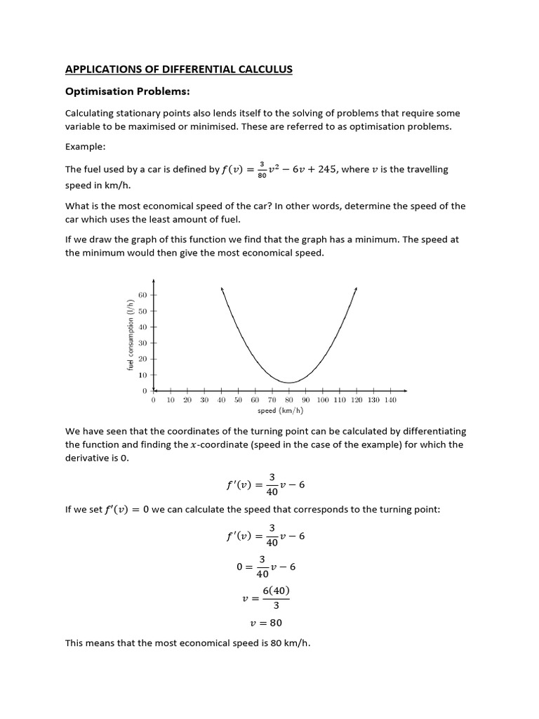 Applications of Differential Calculus | PDF | Mathematical Optimization | Derivative