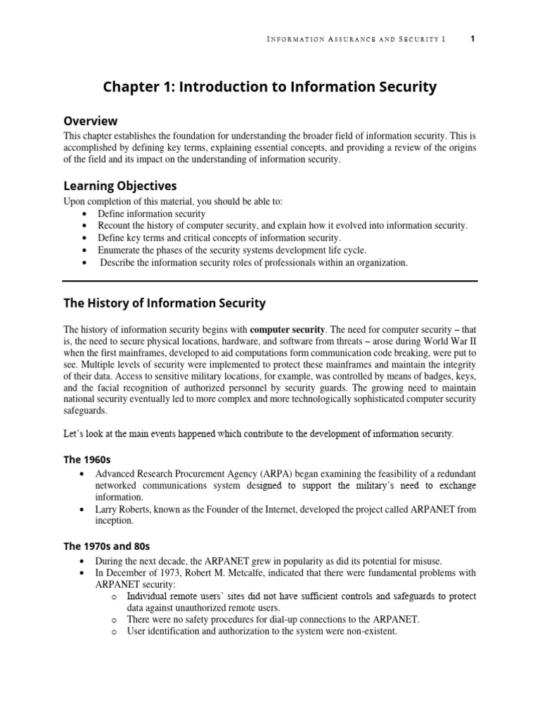 Chapter 1 - Introduction To Information Security | PDF | Information Security | Computer Security