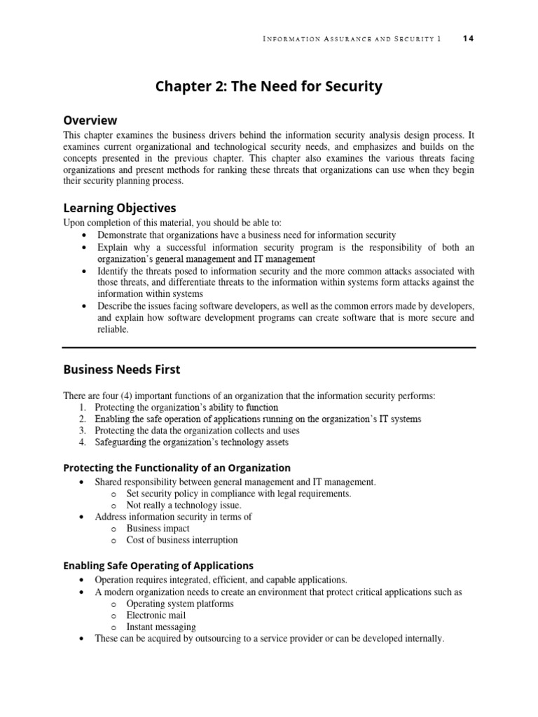 Chapter 2 - The Need For Security | PDF | Malware | Password