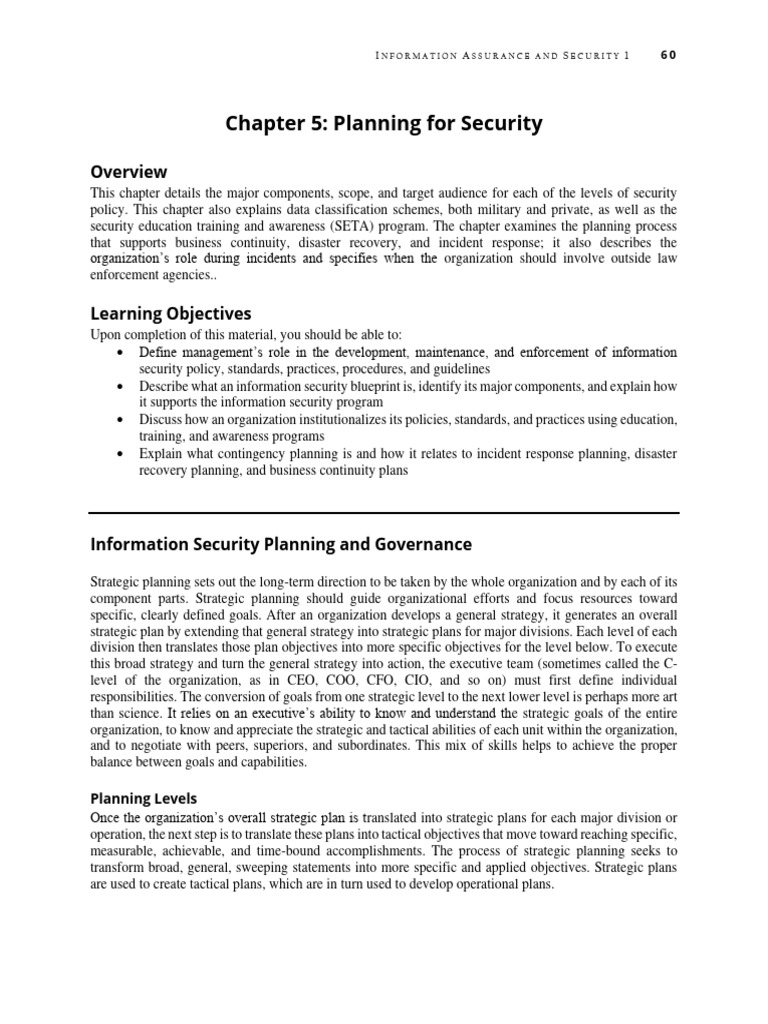 Chapter 5 - Planning For Security | PDF | Information Security ...