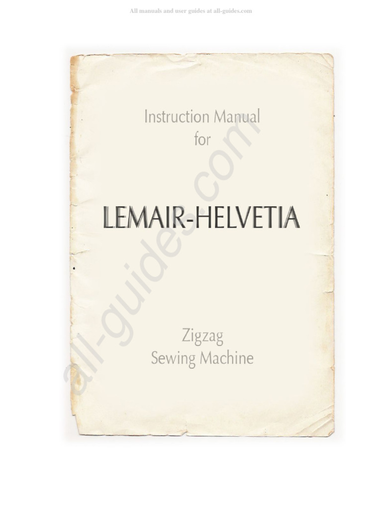 Brother Lemair Helvetia Sewing Machine Instruction Manual | PDF ...