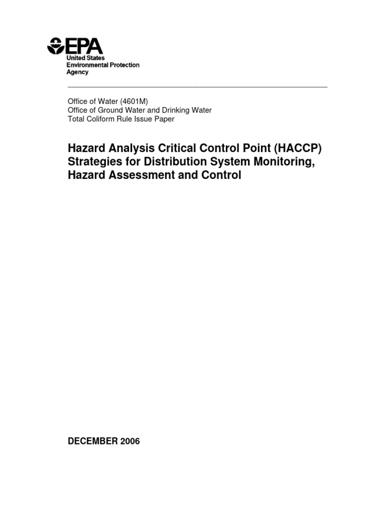 Distribution System Monitoring HACCP | PDF | Hazard Analysis And Critical Control Points | Water ...