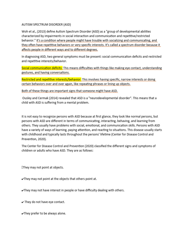 Autism Spectrum Disorder | Download Free PDF | Autism Spectrum | Visual ...