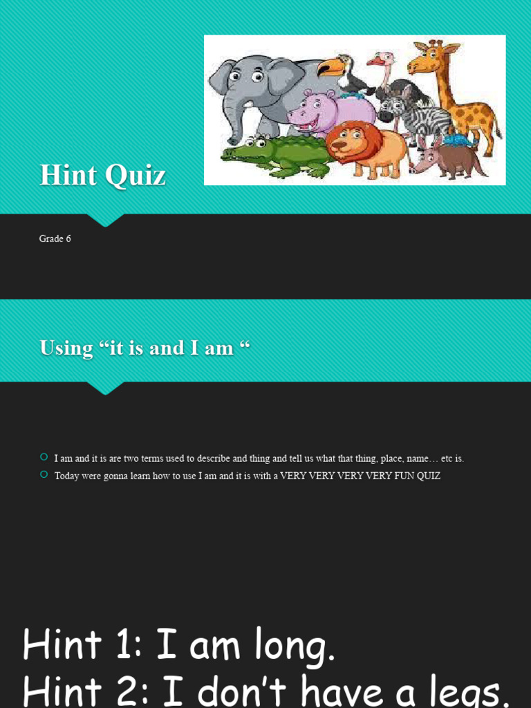 Hint Quiz Using Animals 152905 | PDF | Career & Growth | Language Arts ...