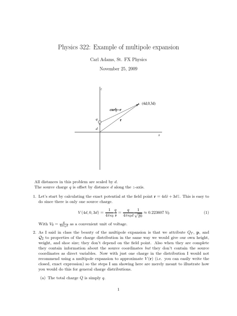 Multipole Expansion Example | PDF | Theoretical Physics | Mathematical ...