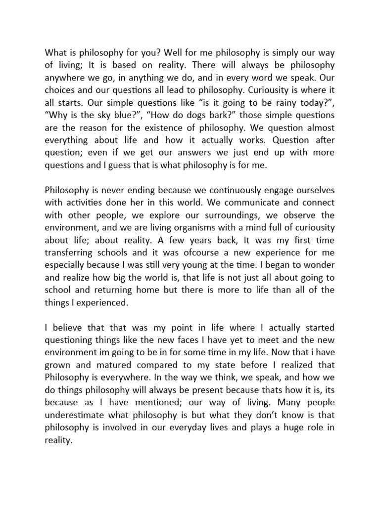 What Is Philosophy For You | PDF | Self-Improvement