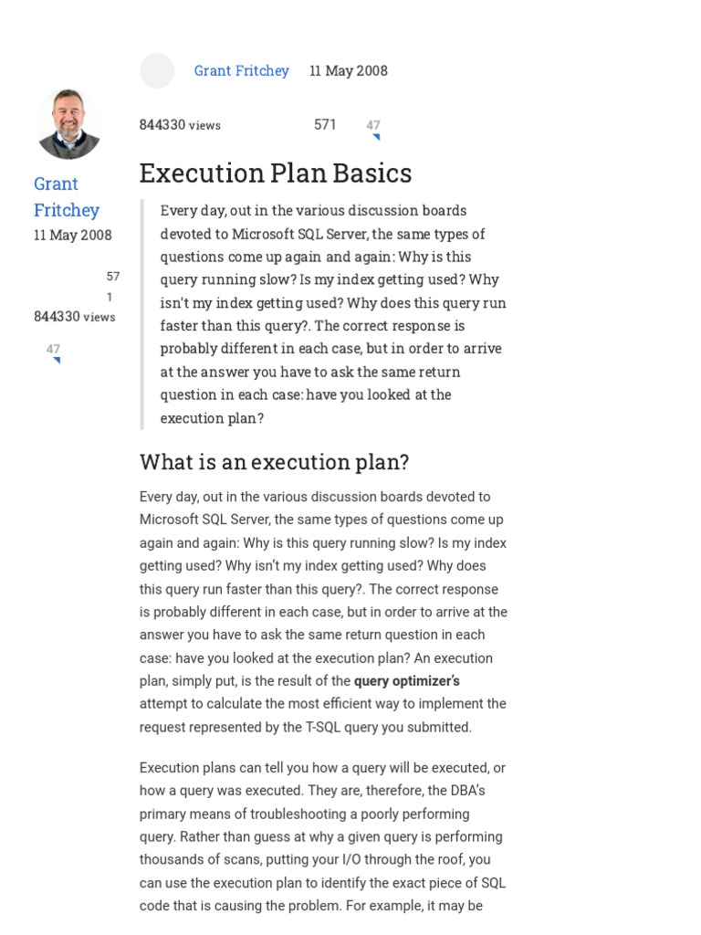 Execution Plan Basics - Simple Talk | PDF | Microsoft Sql Server | Database Index