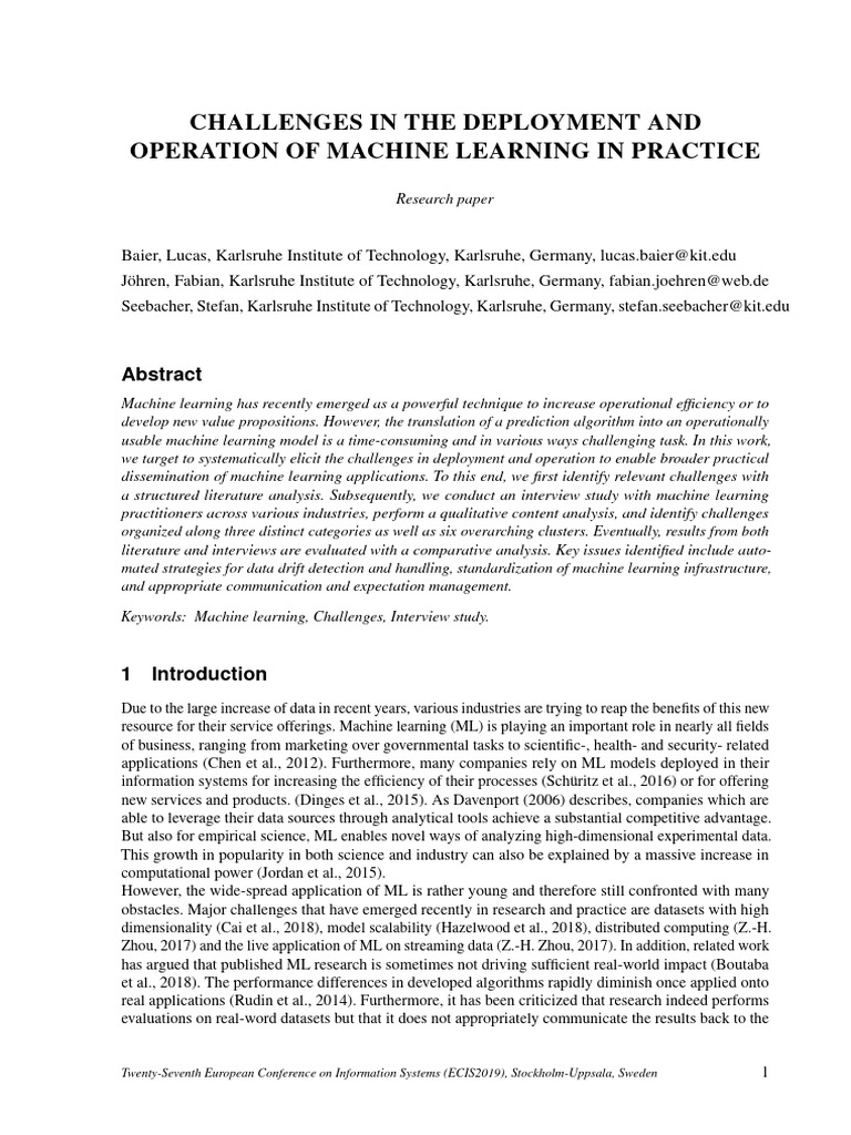 Challenges in The Deployment and Operation of Machine Learning in Practice | PDF | Machine ...