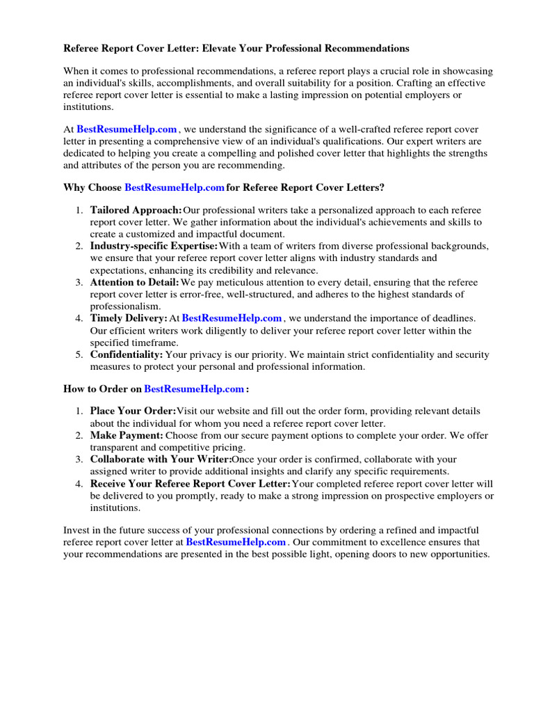Referee Report Cover Letter | PDF | Communication | Economics