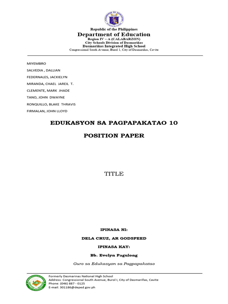 Position Paper Template 3.0 | PDF