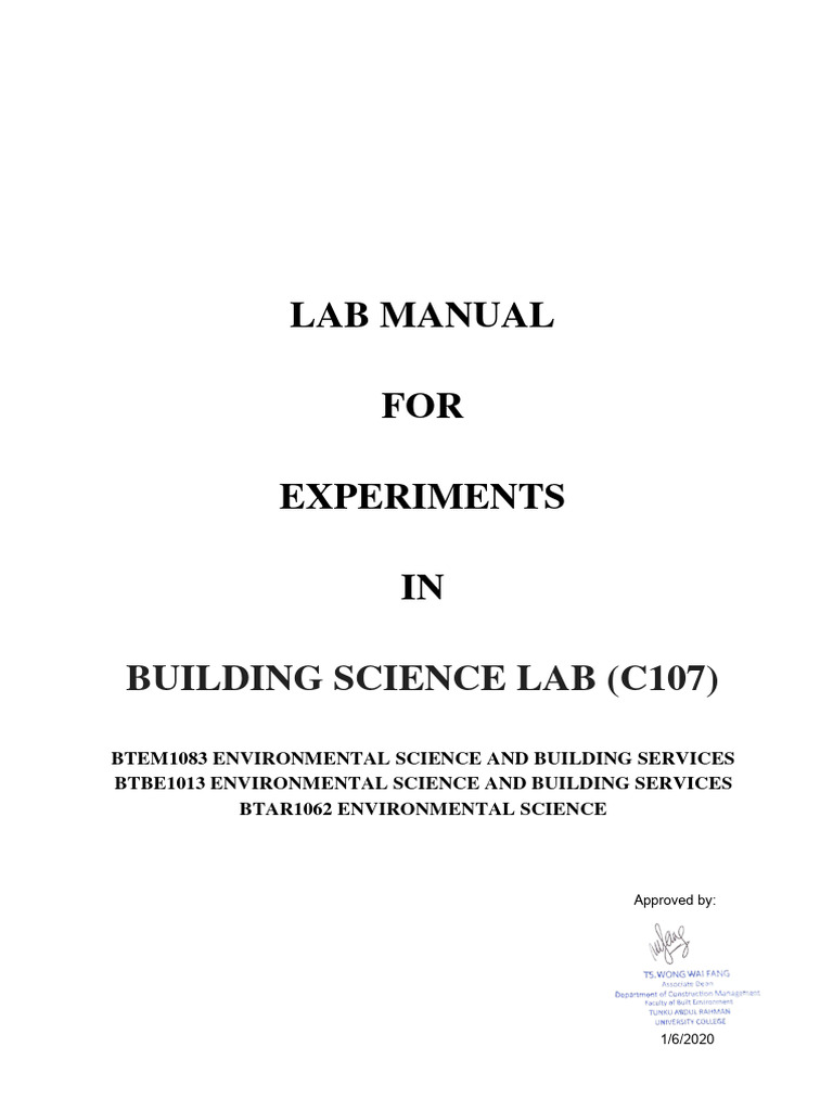Lab Manual C107 Environmental Science Degree | PDF | Humidity | Light