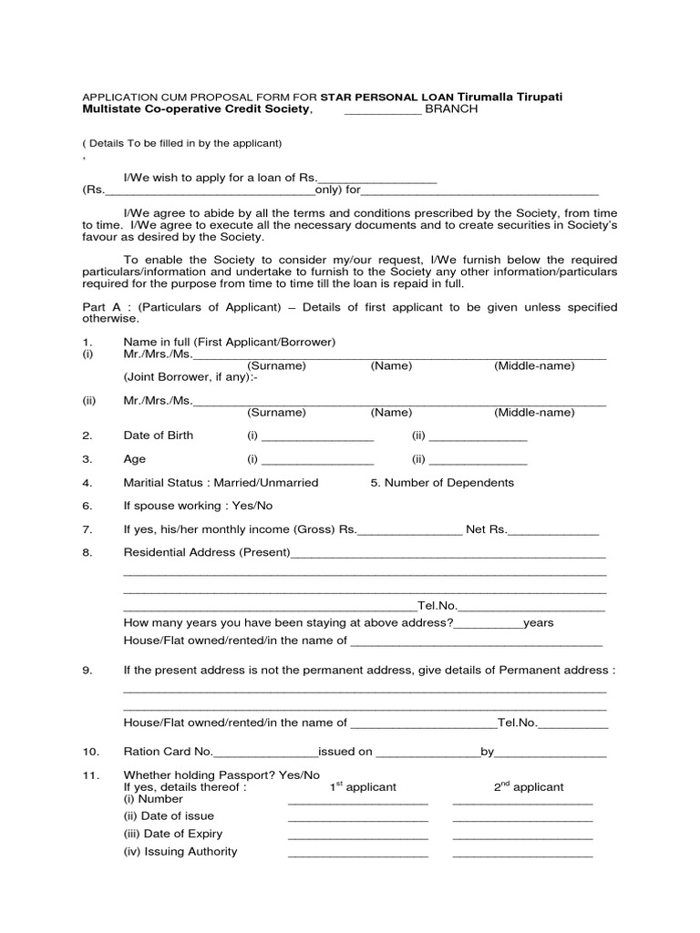 Personal Loan Application Form | PDF | Loans | Income Tax