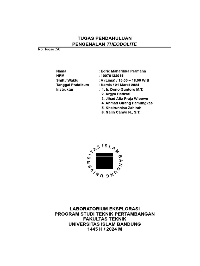 Cover Tugas Pendahuluan | PDF