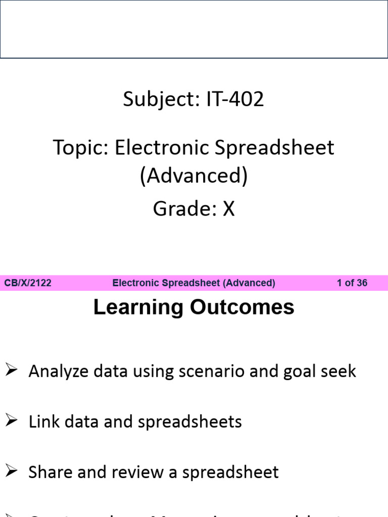 Advanced Electronic Spreadsheet Techniques | PDF | Spreadsheet | Databases