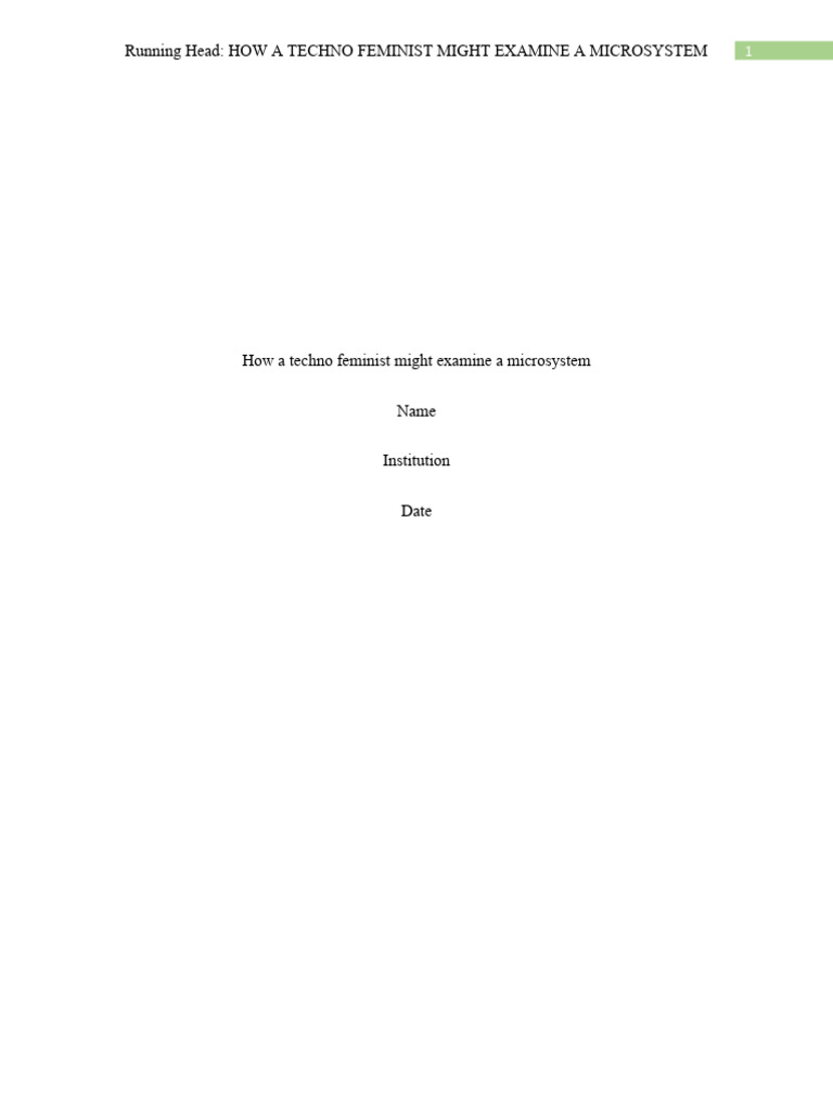 How A Techno Feminist Might Examine A Microsystem | PDF | Gender ...