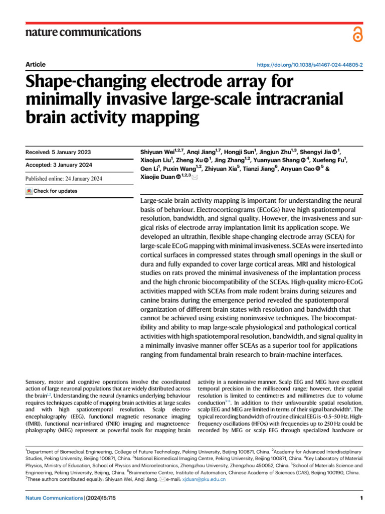 Shape-Changing Electrode Array For Minimally Invasive Large-Scale ...